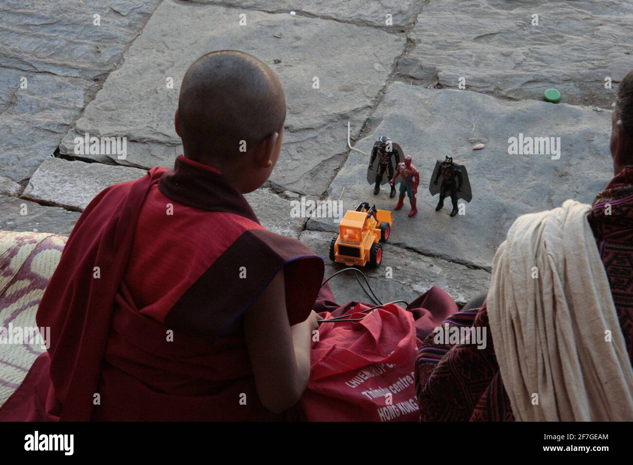 Novice monk Buddhist game in monastery with superhero toys Kingdom of ...