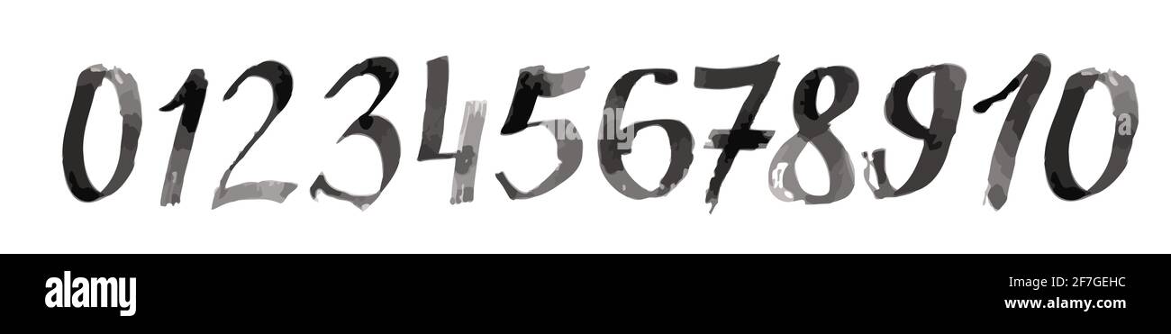 monochrome brush numbers. Vector illustration Stock Vector Image & Art ...