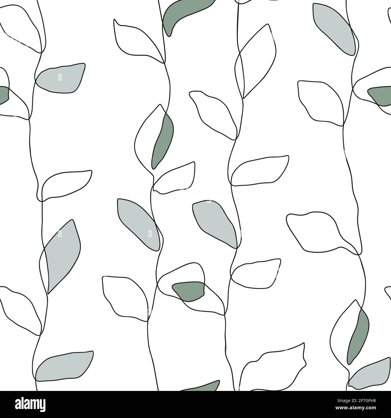 Abstract nature one line leaf vector design. Leaves seamless pattern ...