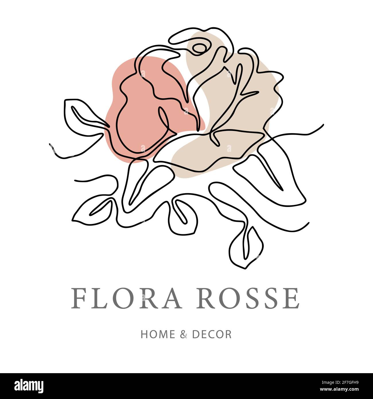 Outline rose one line flower logo and poster art. Abstract nature ...