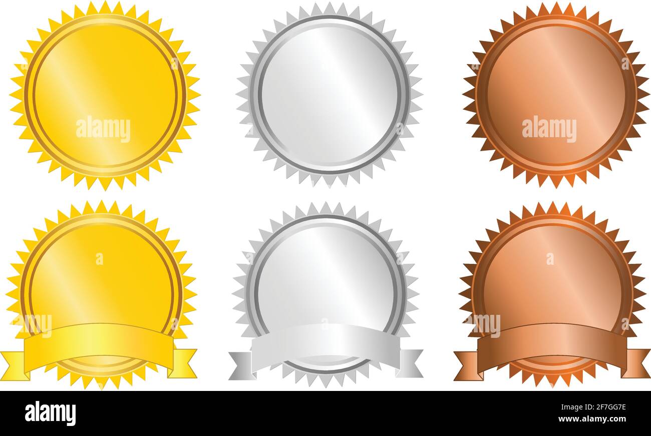 Medals Set of gold silver and bronze medals vector isolated on white ...