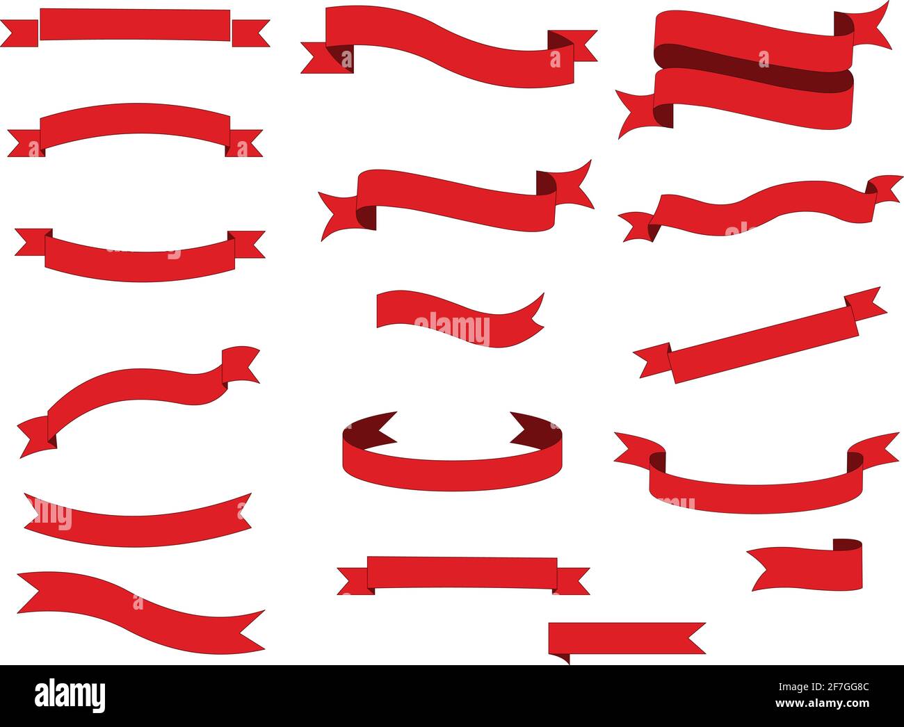 Set of red banner ribbon label vector isolated on white background ...