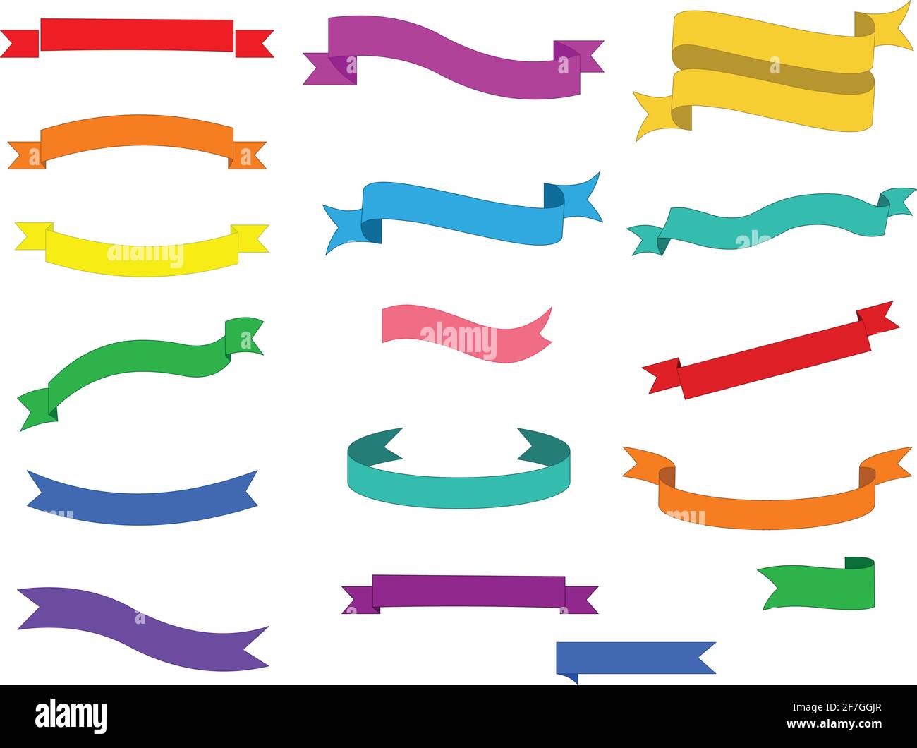 Set of colorful banner label ribbon vector isolated on white background ...