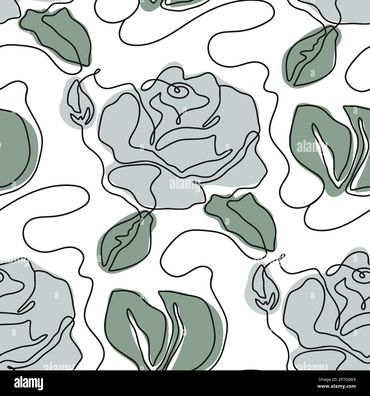 One line seamless modern pattern. Rose flower modern simplicity ...