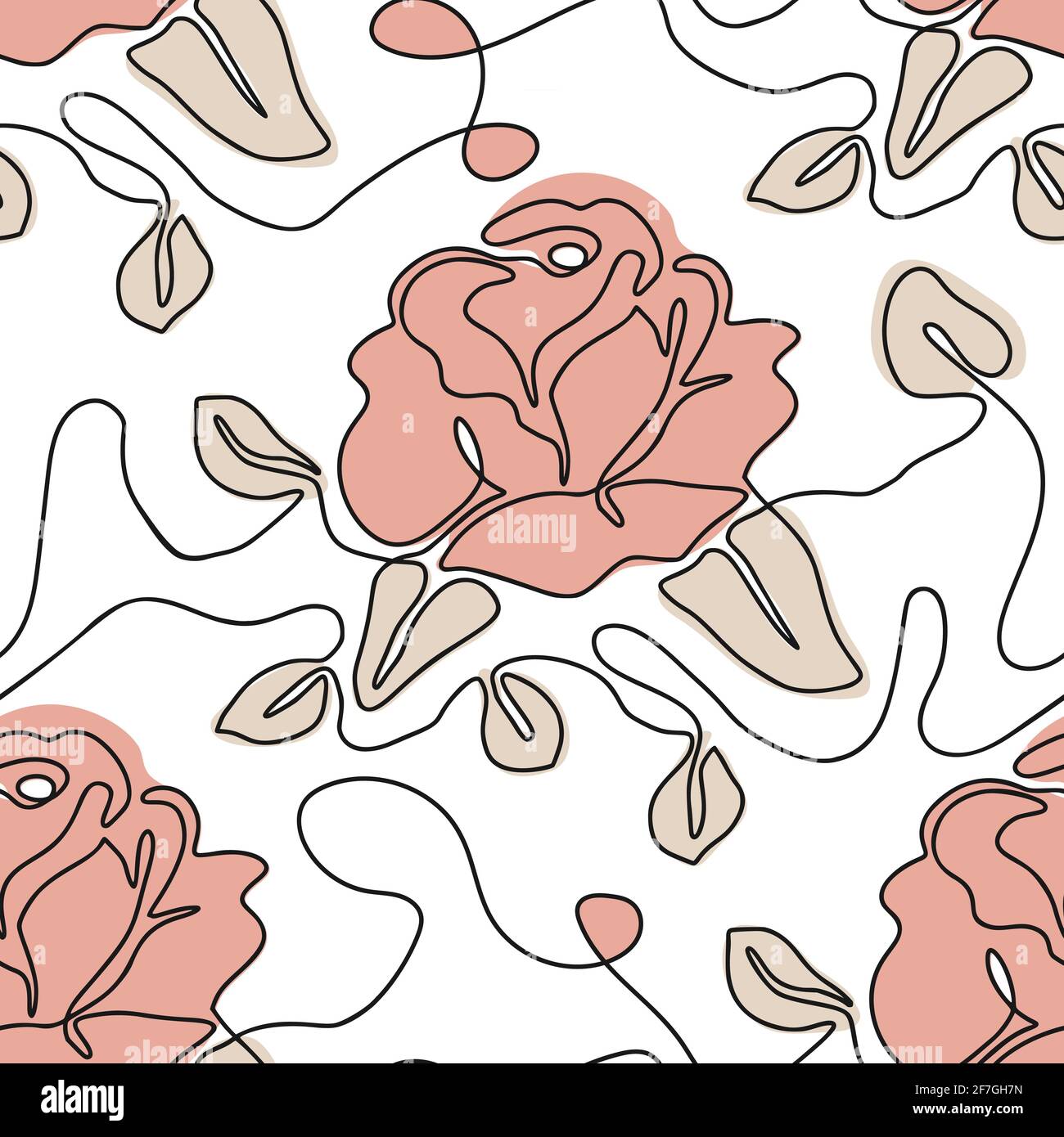 One line seamless modern pattern. Rose flower modern simplicity vector ...