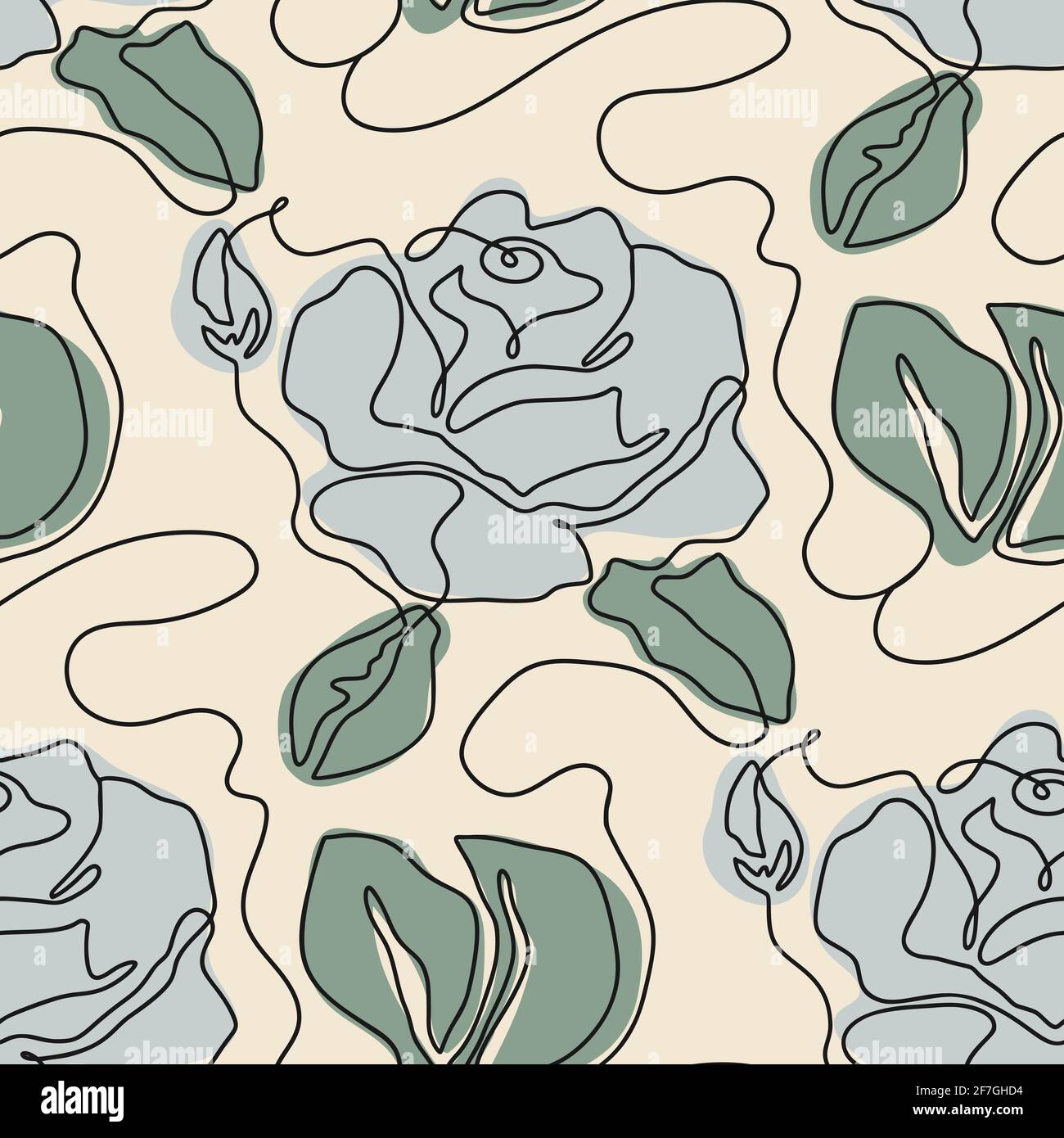 One line seamless modern pattern. Rose flower modern simplicity ...