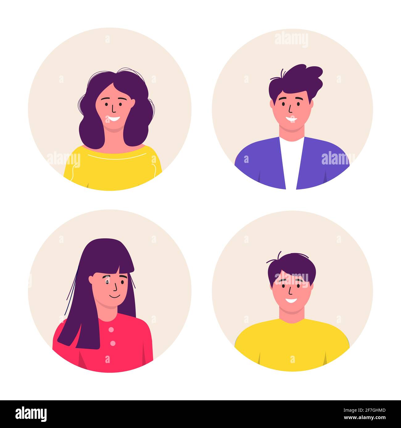 Bundle of different Men and women avatars characters. Cheerful, happy ...