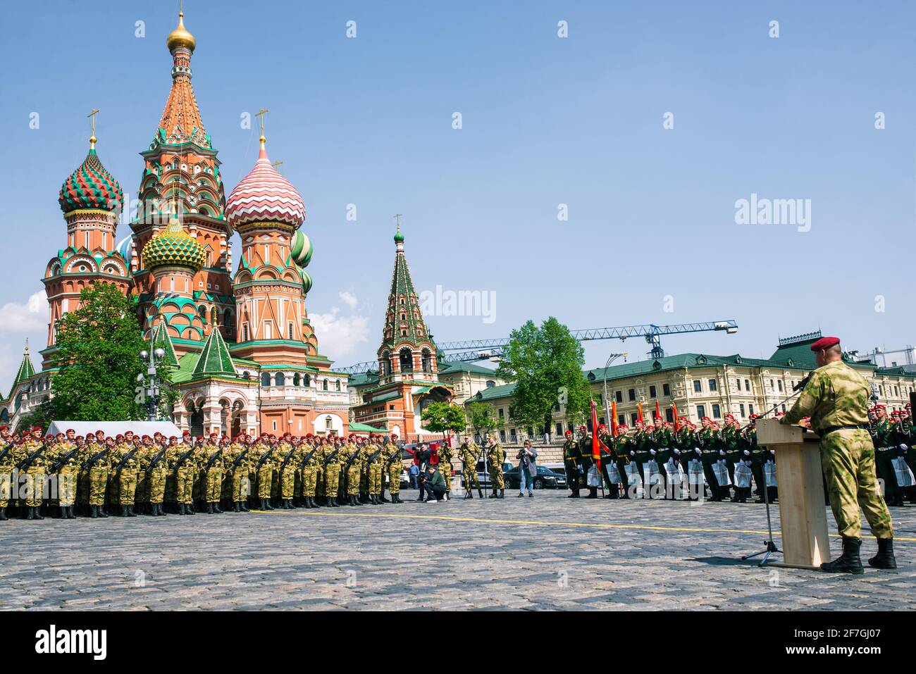 Russian military on Red Square in Moscow. Festive formation of soldiers ...