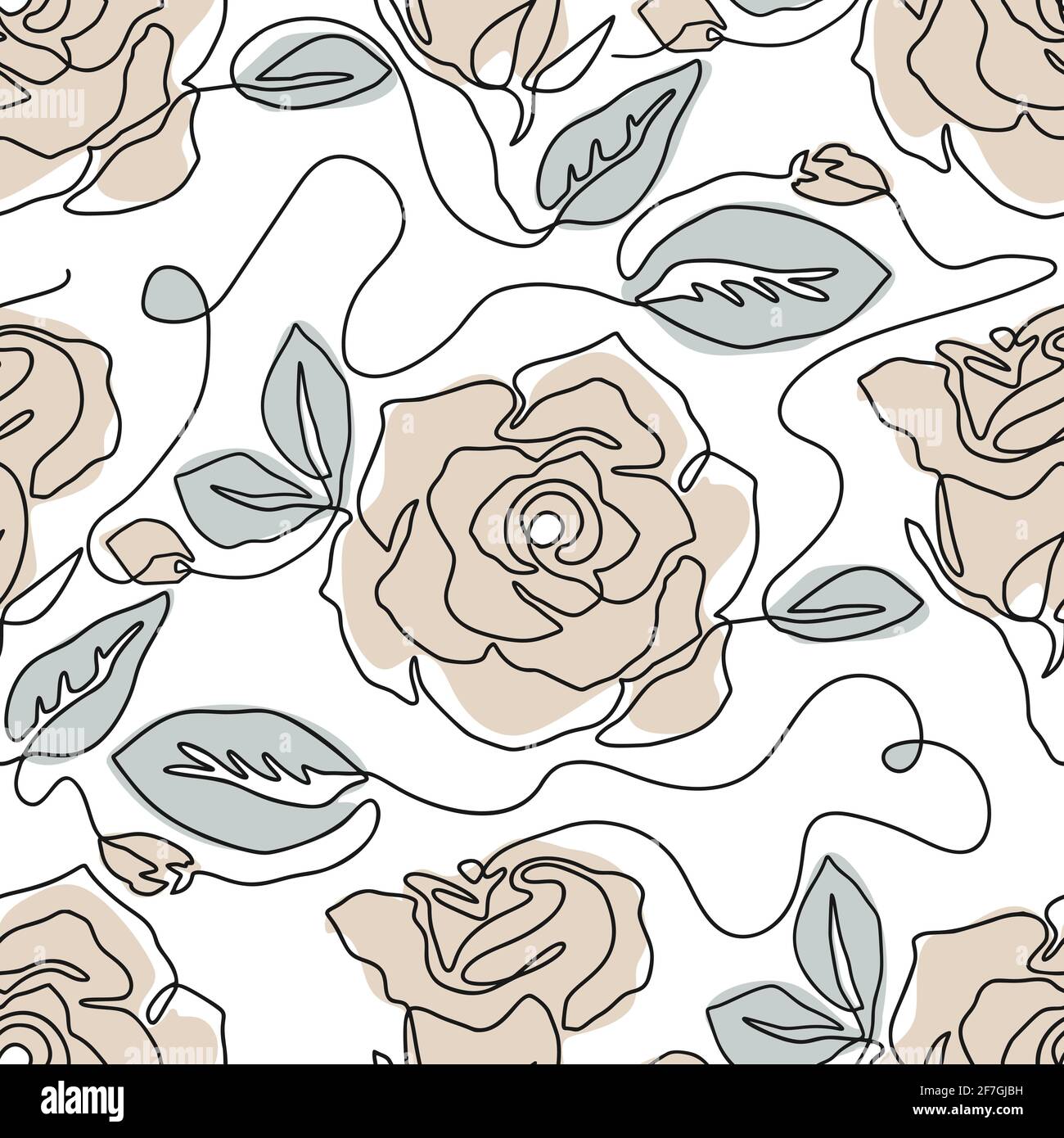 One line seamless modern pattern. Rose flower modern simplicity vector ...