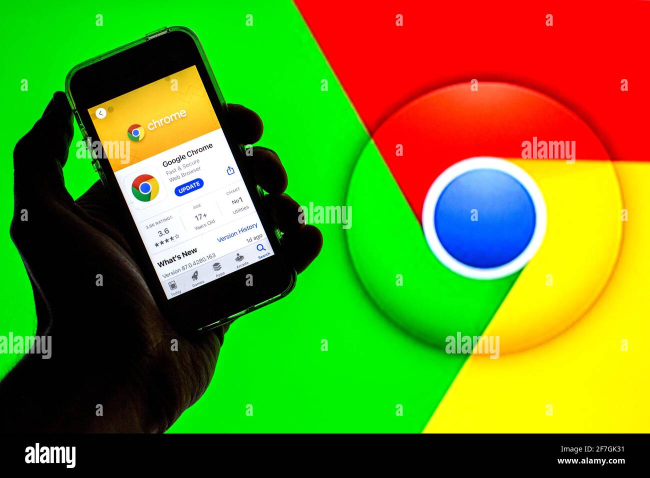In this photo illustration, the Google Chrome app in App Store seen ...