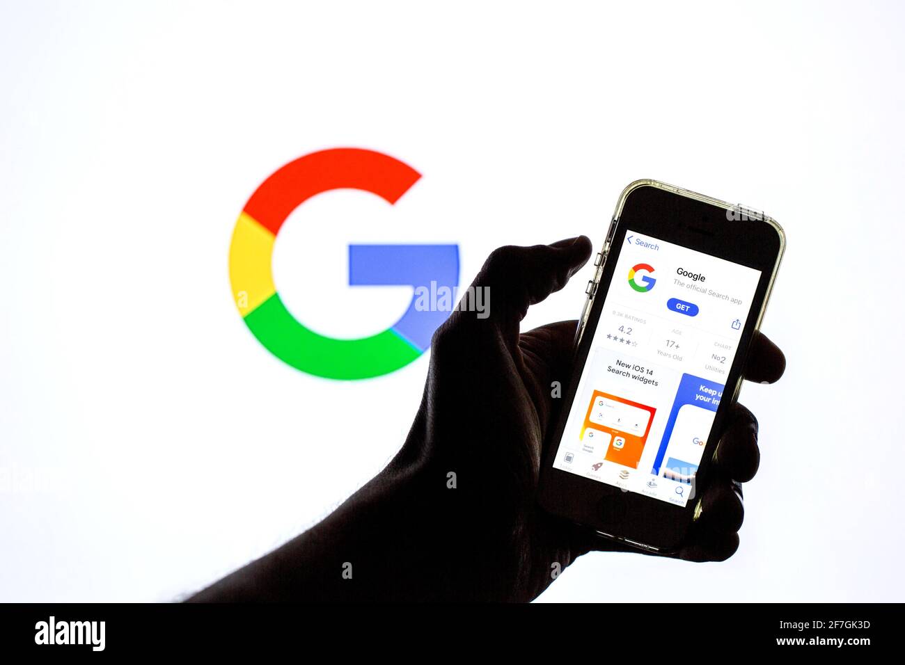 In this photo illustration, the Google app in App Store seen displayed ...