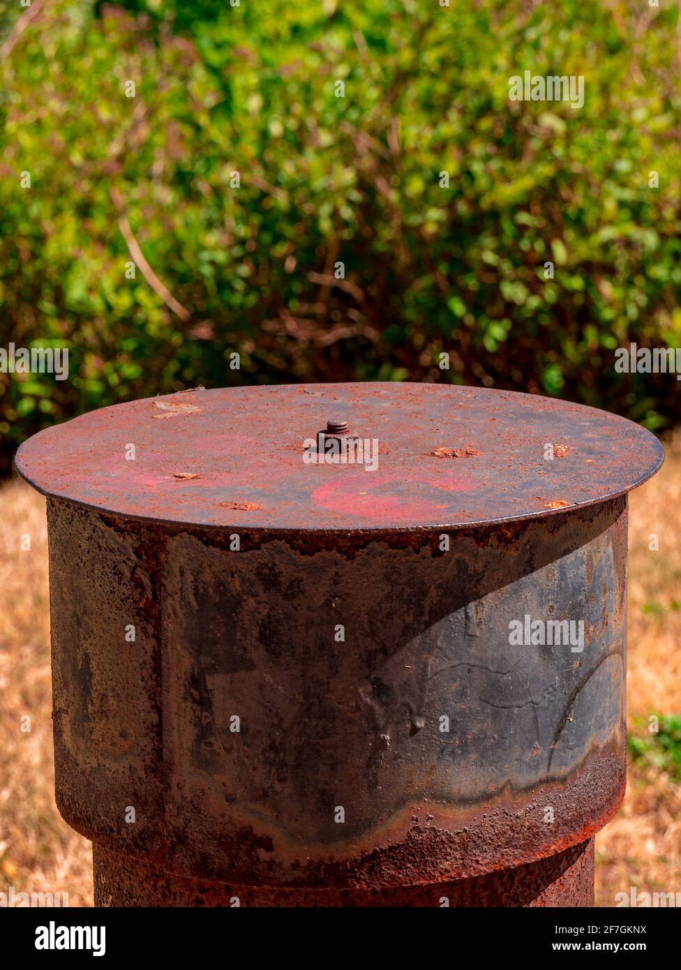 Rusty old cover of vent tube with rusty nut on top Stock Photo - Alamy