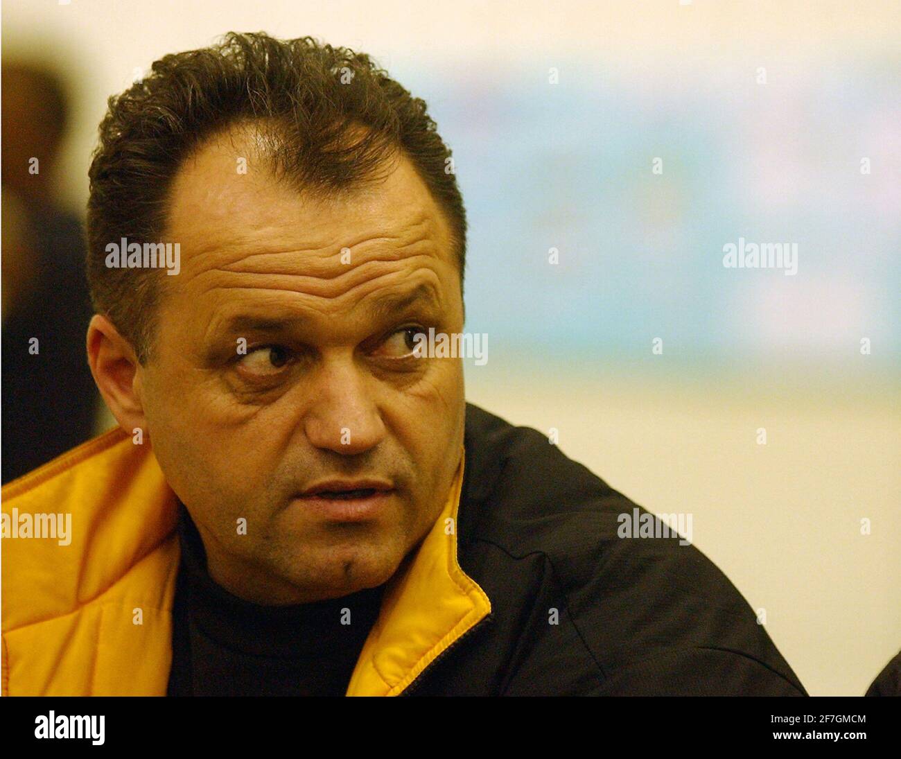 MACEDONIA'S MANAGER NIKOLA ILIEVSKI FACES THE PRESS AT THE TEAMS HOTEL ...
