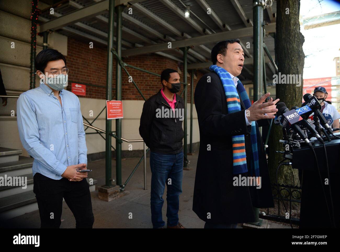 New York, NY, USA. 6th Apr, 2021. Hugh Ma, Ritchie Torres, Andrew Yang ...