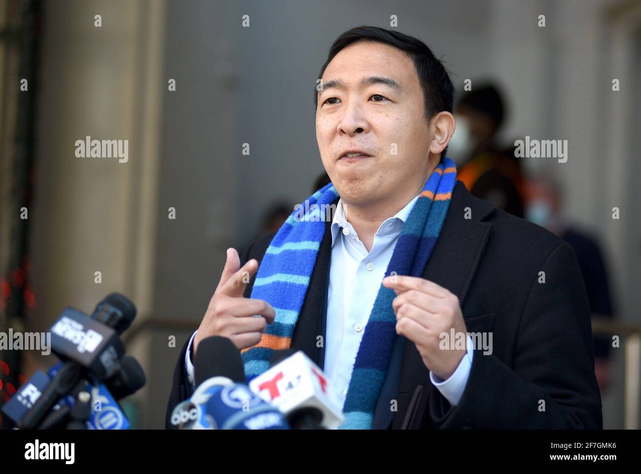 New York, NY, USA. 6th Apr, 2021. Andrew Yang at a public appearance ...