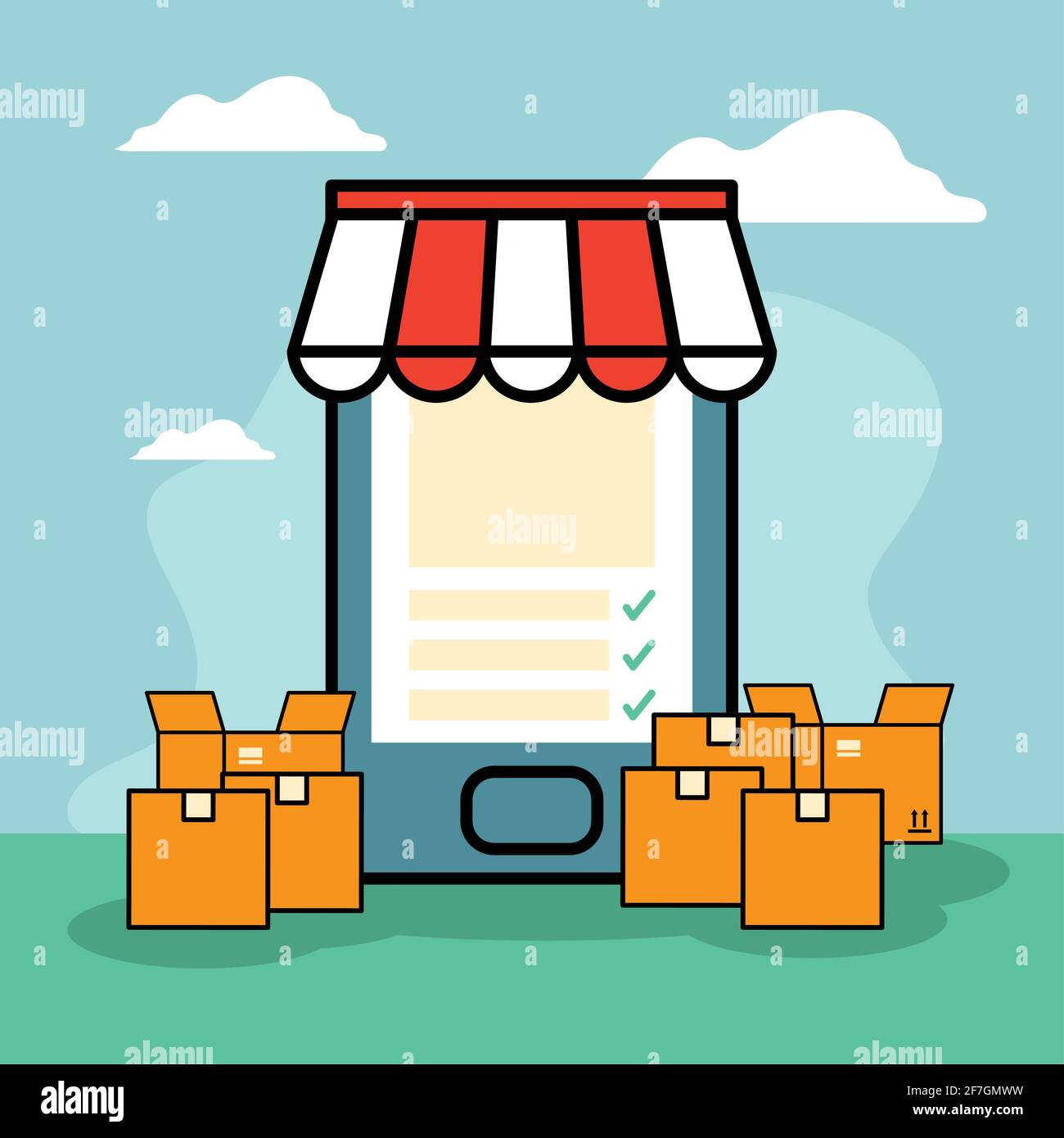 Delivery logistics smartphone with boxes Stock Vector Image & Art - Alamy