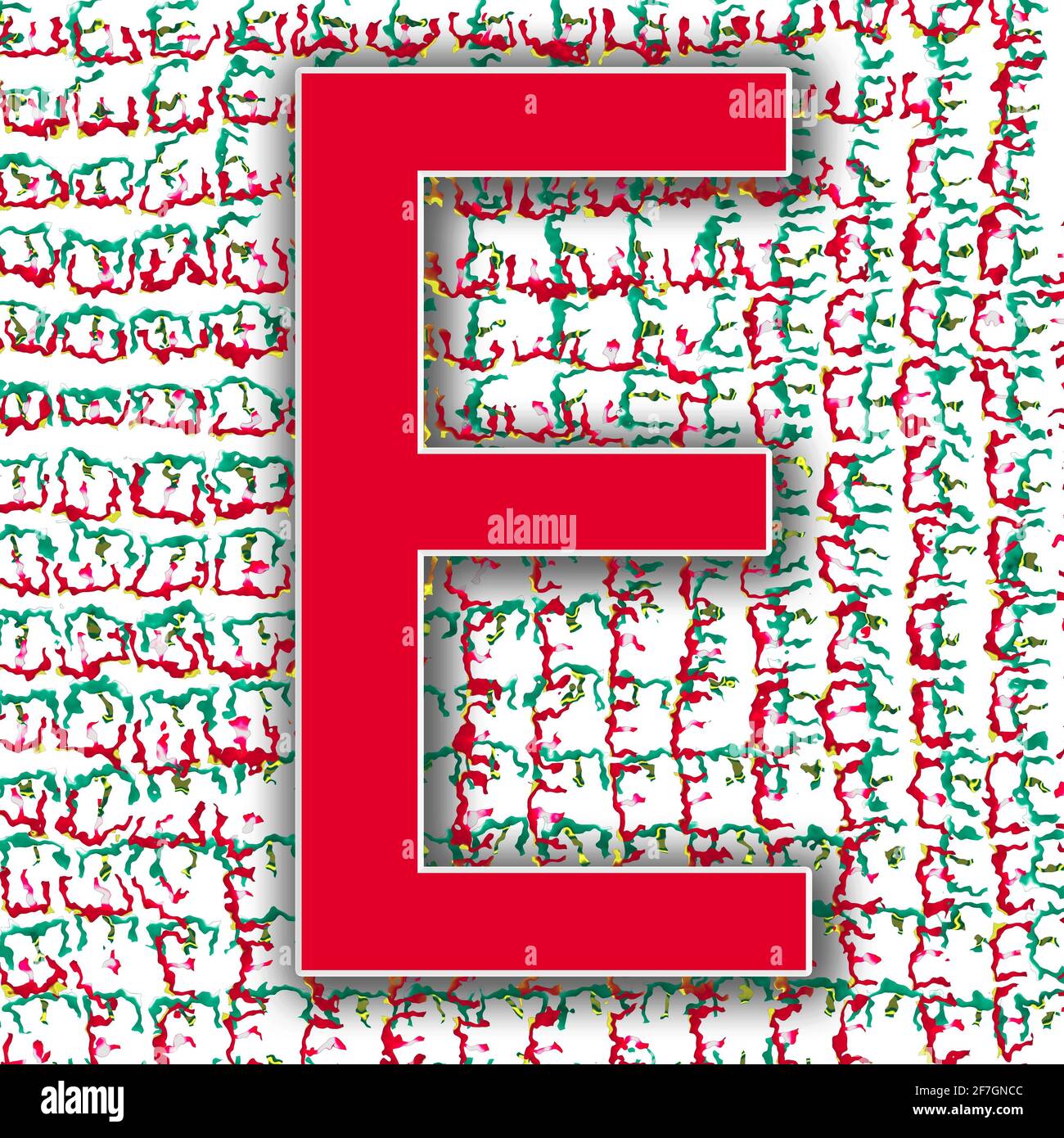 square graphic with a colorful uppercase character E as a capital ...