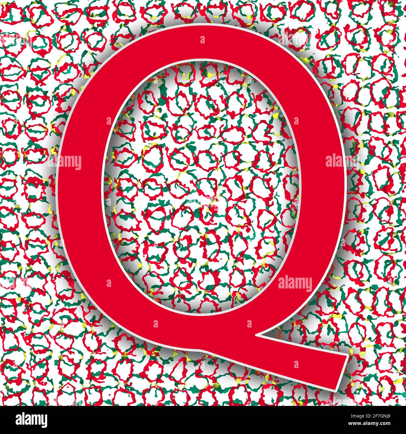 square graphic with a colorful uppercase character Q as a capital ...
