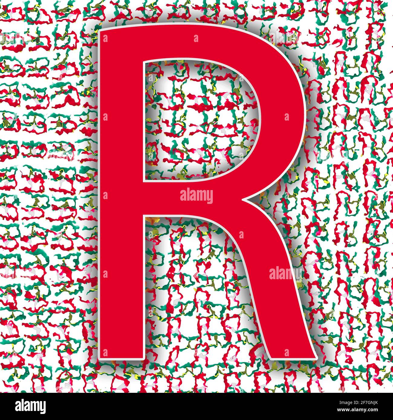 square graphic with a colorful uppercase character R as a capital ...
