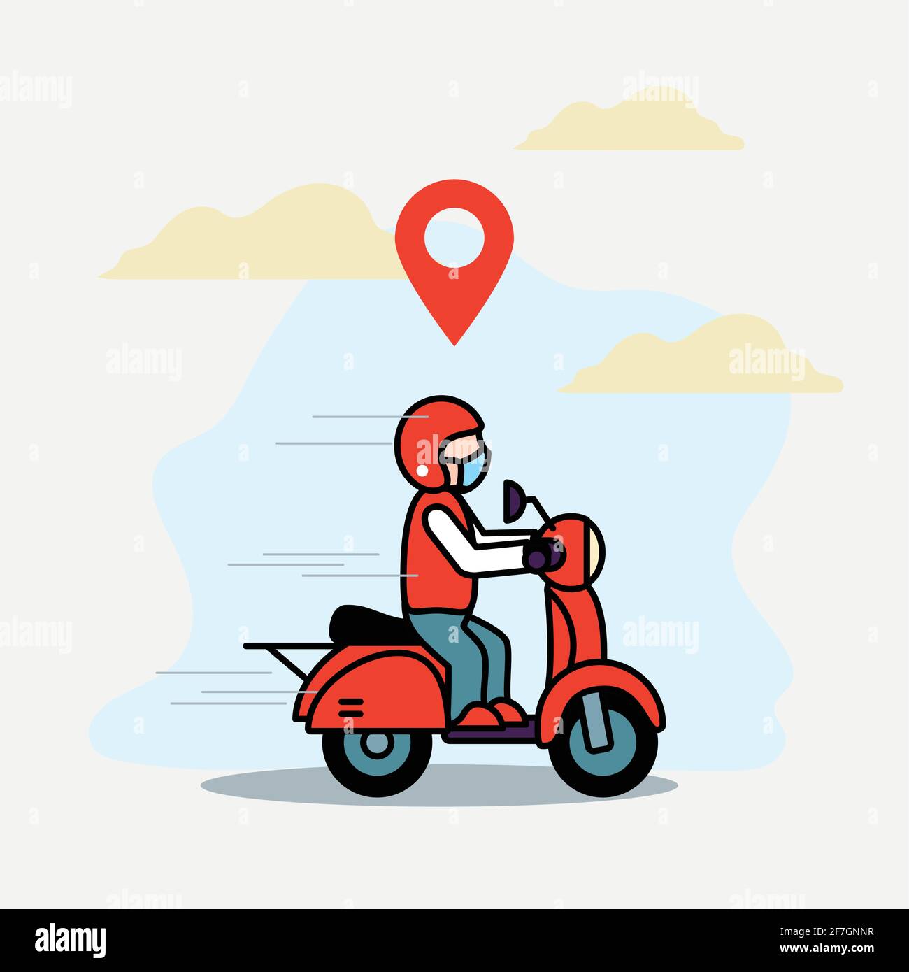 Delivery logistics man on motorcycle Stock Vector Image & Art - Alamy