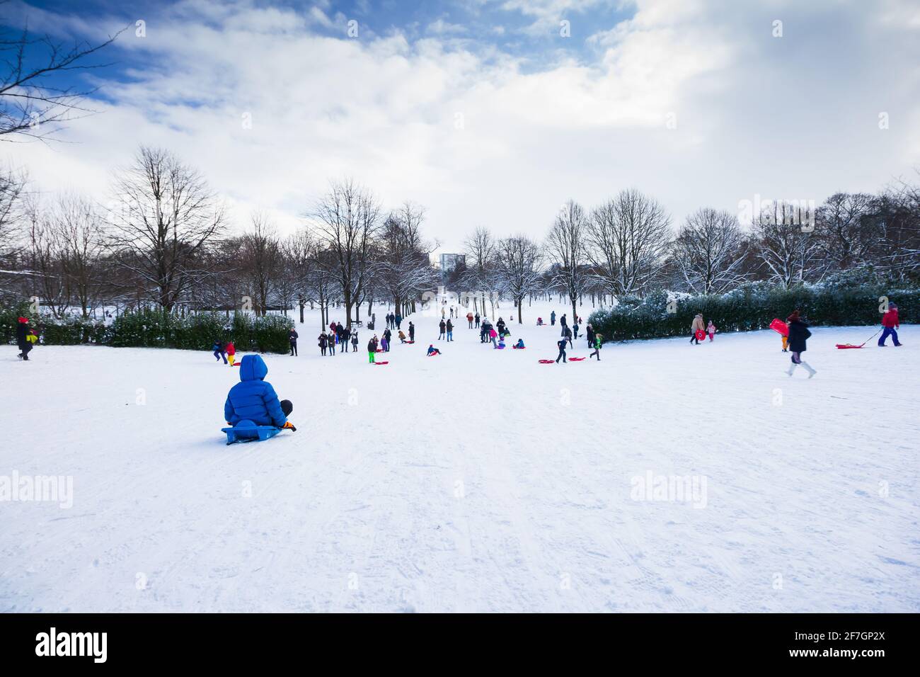 Sledging in the park hi-res stock photography and images - Alamy