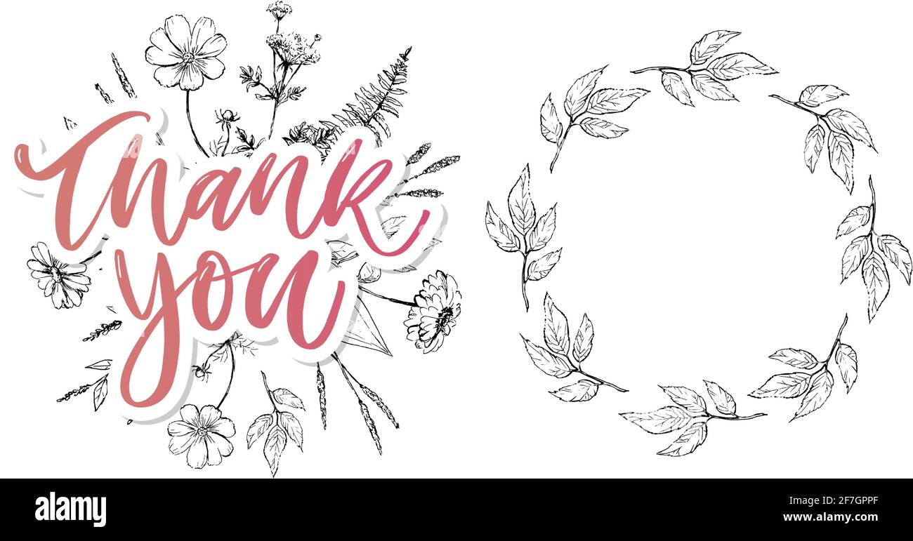 Cute Thank You Script Card Stock Vector Image & Art - Alamy