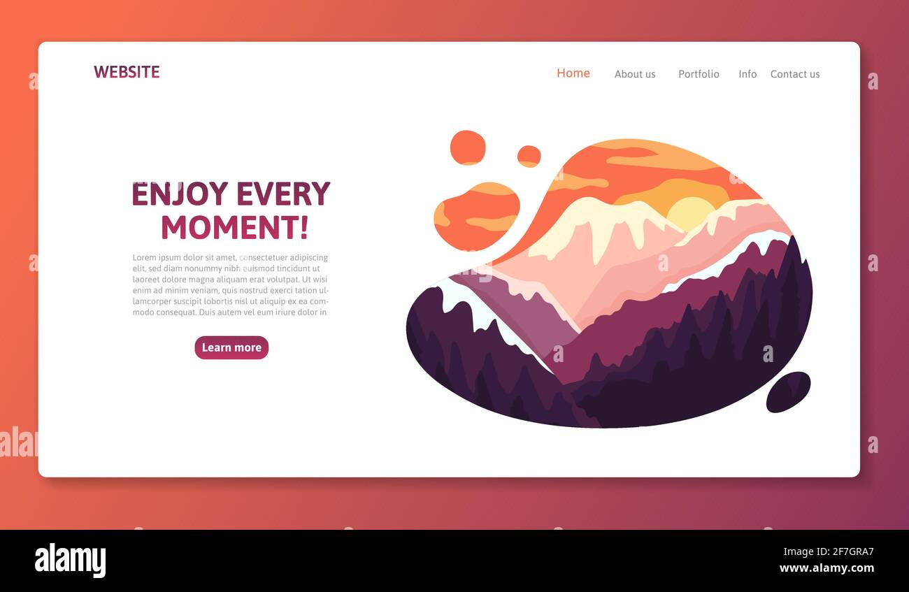 Travel promo website template with text and tourist landmarks ...
