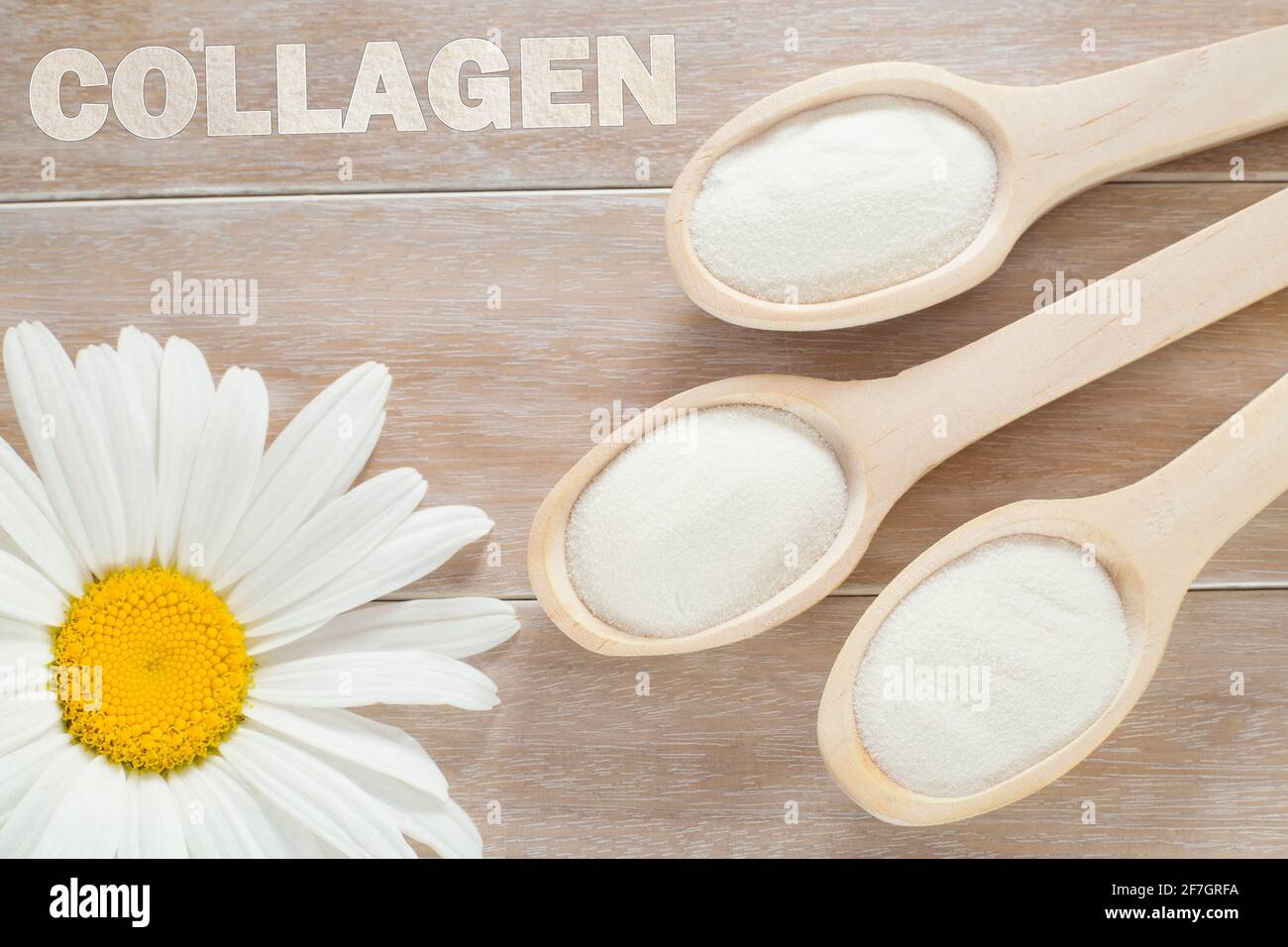 Collagen protein powder in three spoons - Hydrolyzed Stock Photo - Alamy