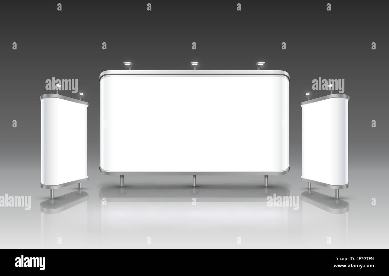 Scene presentations board, table white display. Vector illustration ...