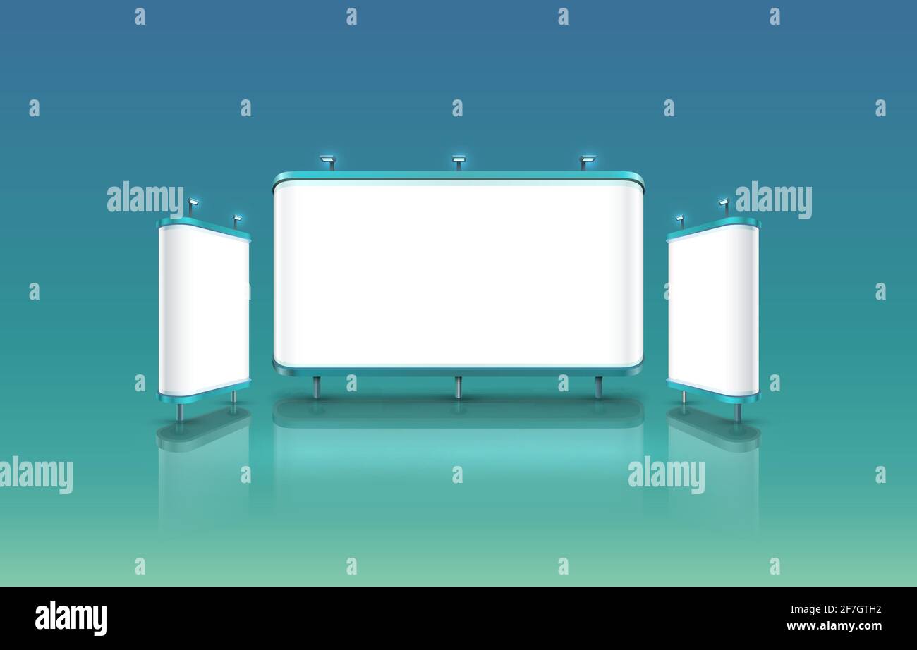 Scene presentations board, table white display. Vector illustration ...