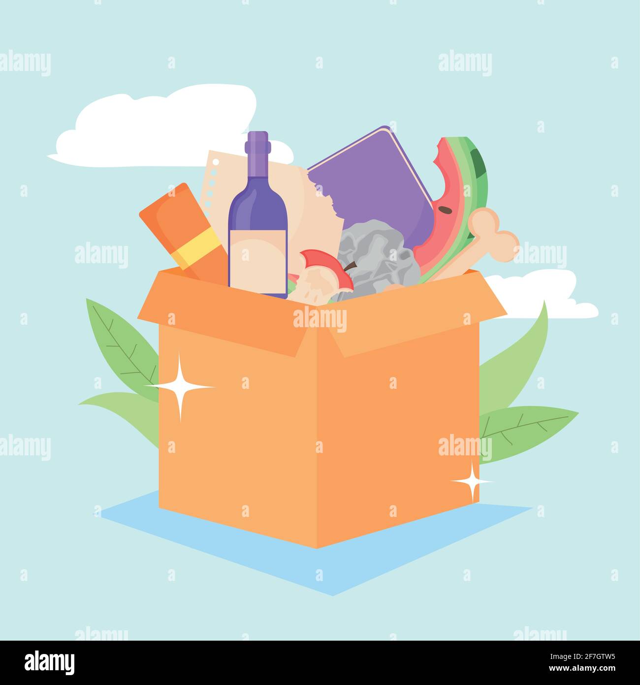 cardboard box with waste icons Stock Vector Image & Art - Alamy