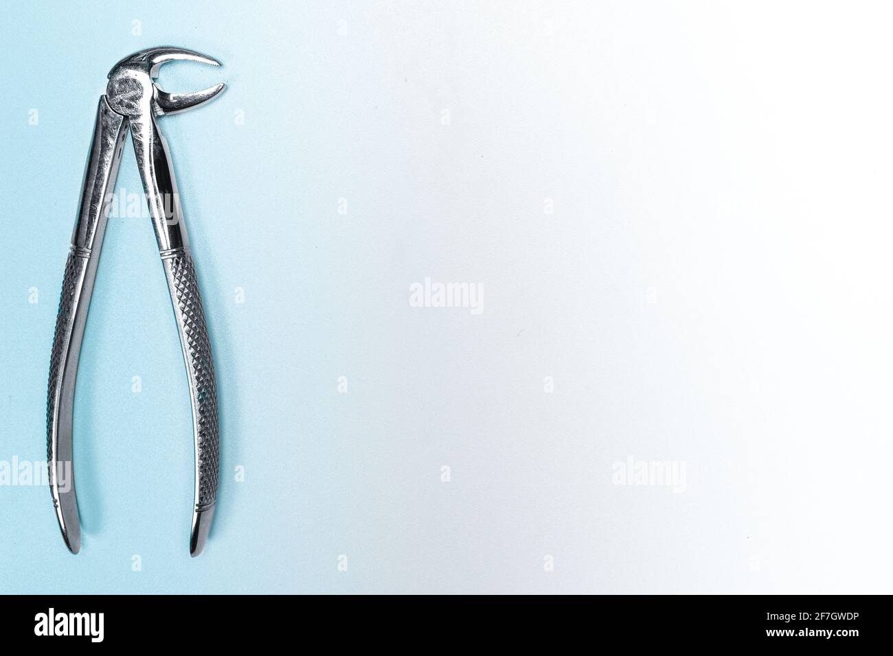 Used real dental forceps from dental equipment tools. Light blue ...