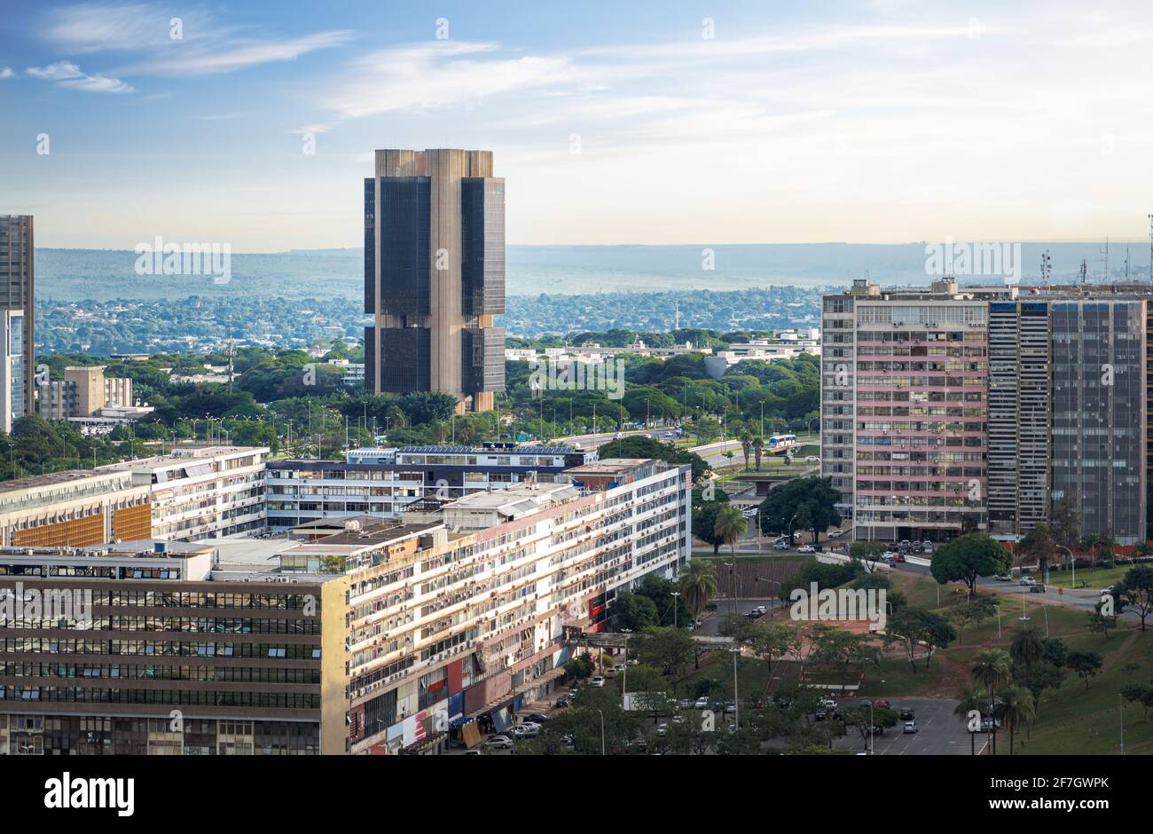 Aerial view of Brasilia and Central Bank of Brazil headquarters ...