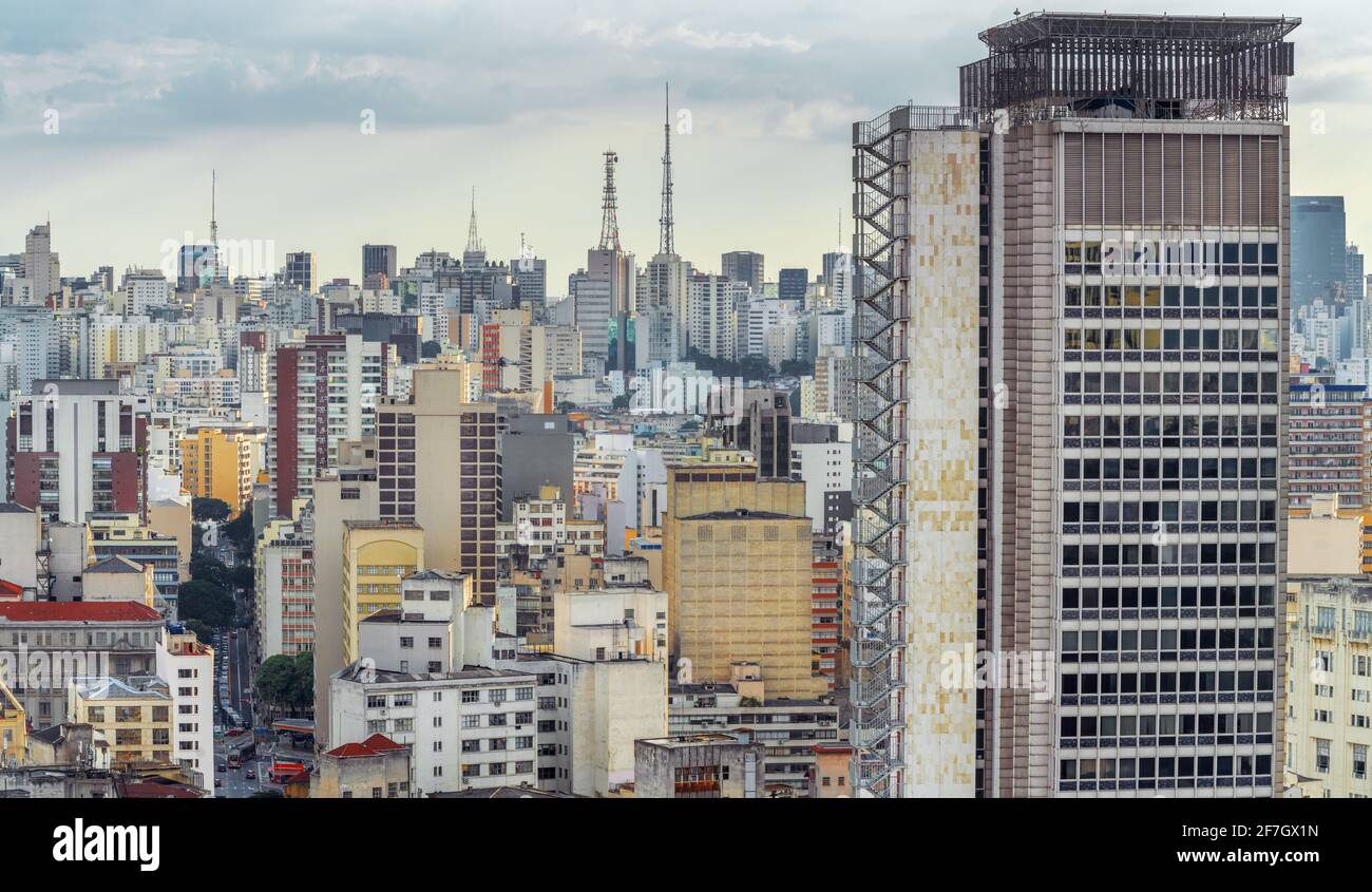 Aerial view of downtown Sao Paulo Buildings - Sao Paulo, Brazil Stock ...