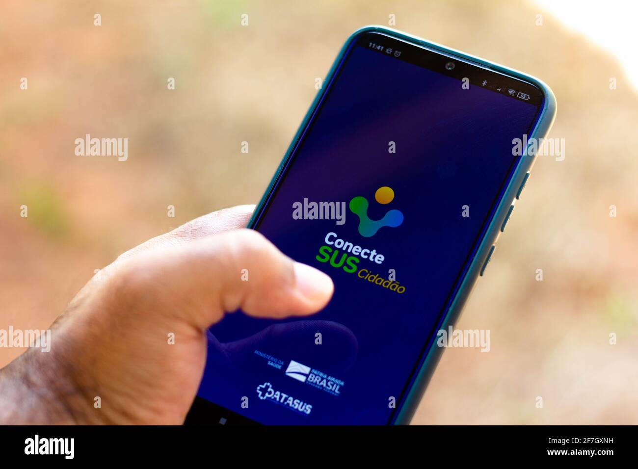 Brazil. 07th Apr, 2021. In this photo illustration, a Conecte SUS logo ...