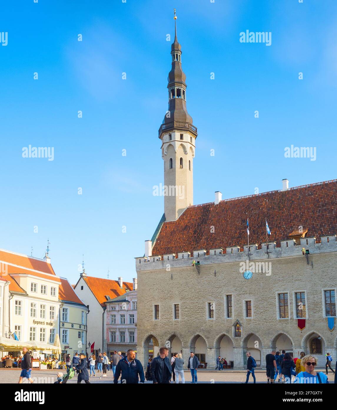 TALLINN, ESTONIA - JULY 14, 2019: People takign photo in front Tallin ...