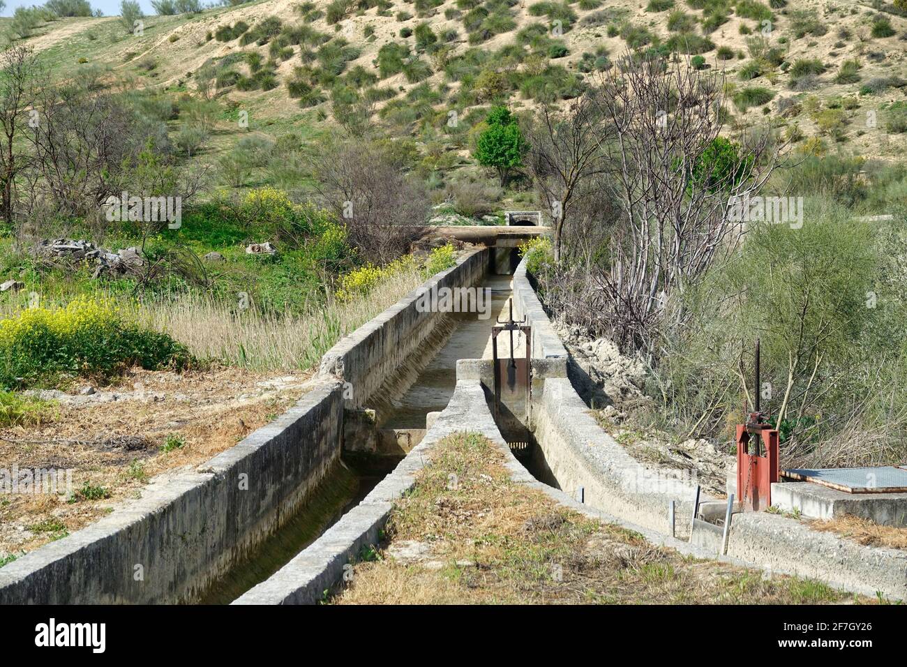 Dry irrigation canals in the countryside in Andalucia (Spain Stock ...