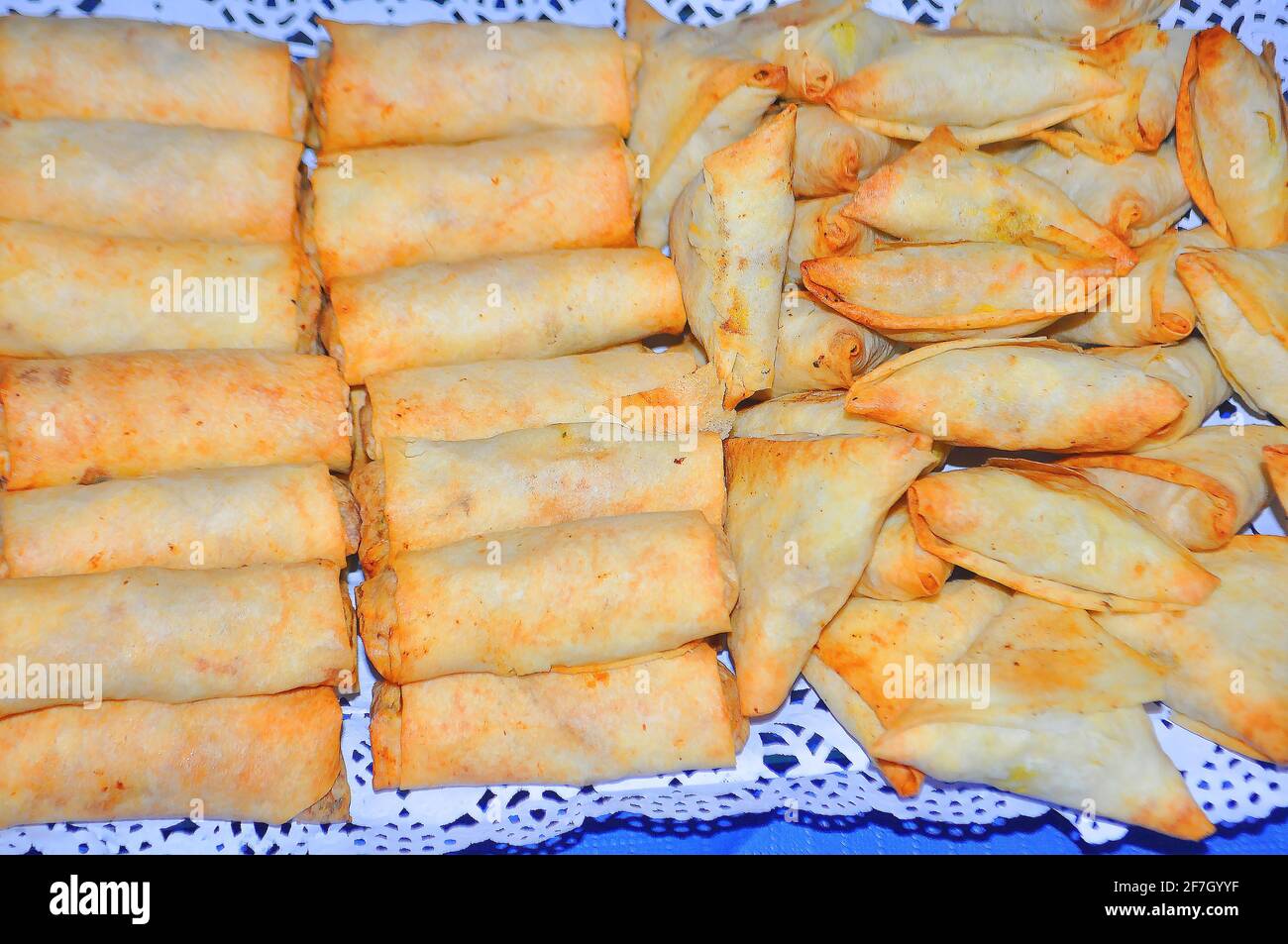Food shot of a glass plate full of freshly baked typical moroccan ...
