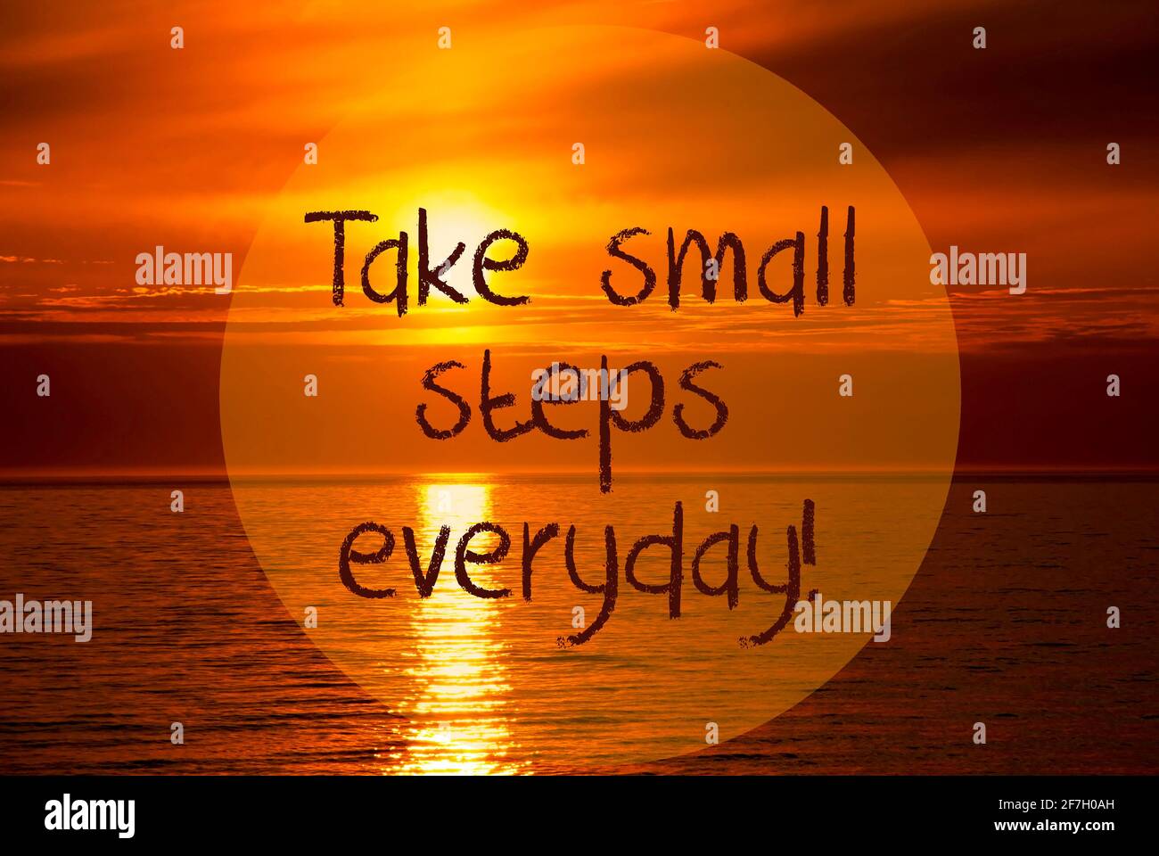 Romantic Ocean Sunset, Sunrise, Take Small Steps Everyday Stock Photo ...