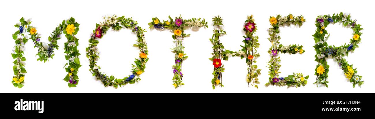 Flower And Blossom Letter Building Word Mother Stock Photo - Alamy