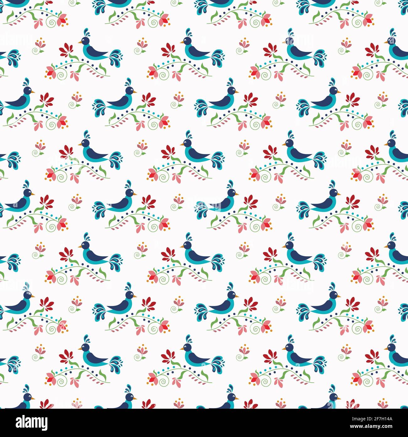 Folklore pattern with birds and flowers Stock Vector Image & Art - Alamy