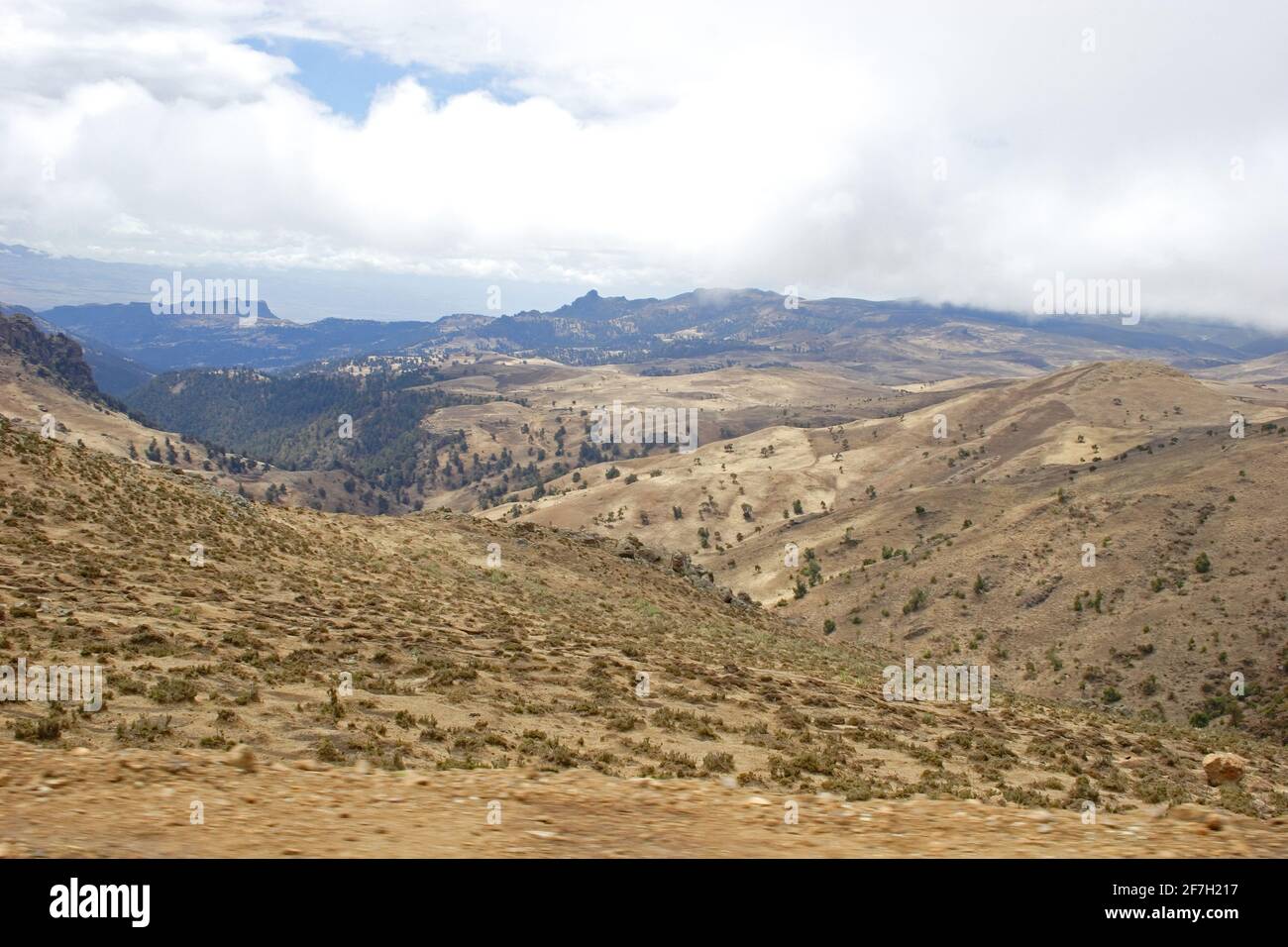 view over dry overgrazed hills Bale Mountains, Ethiopia April Stock ...
