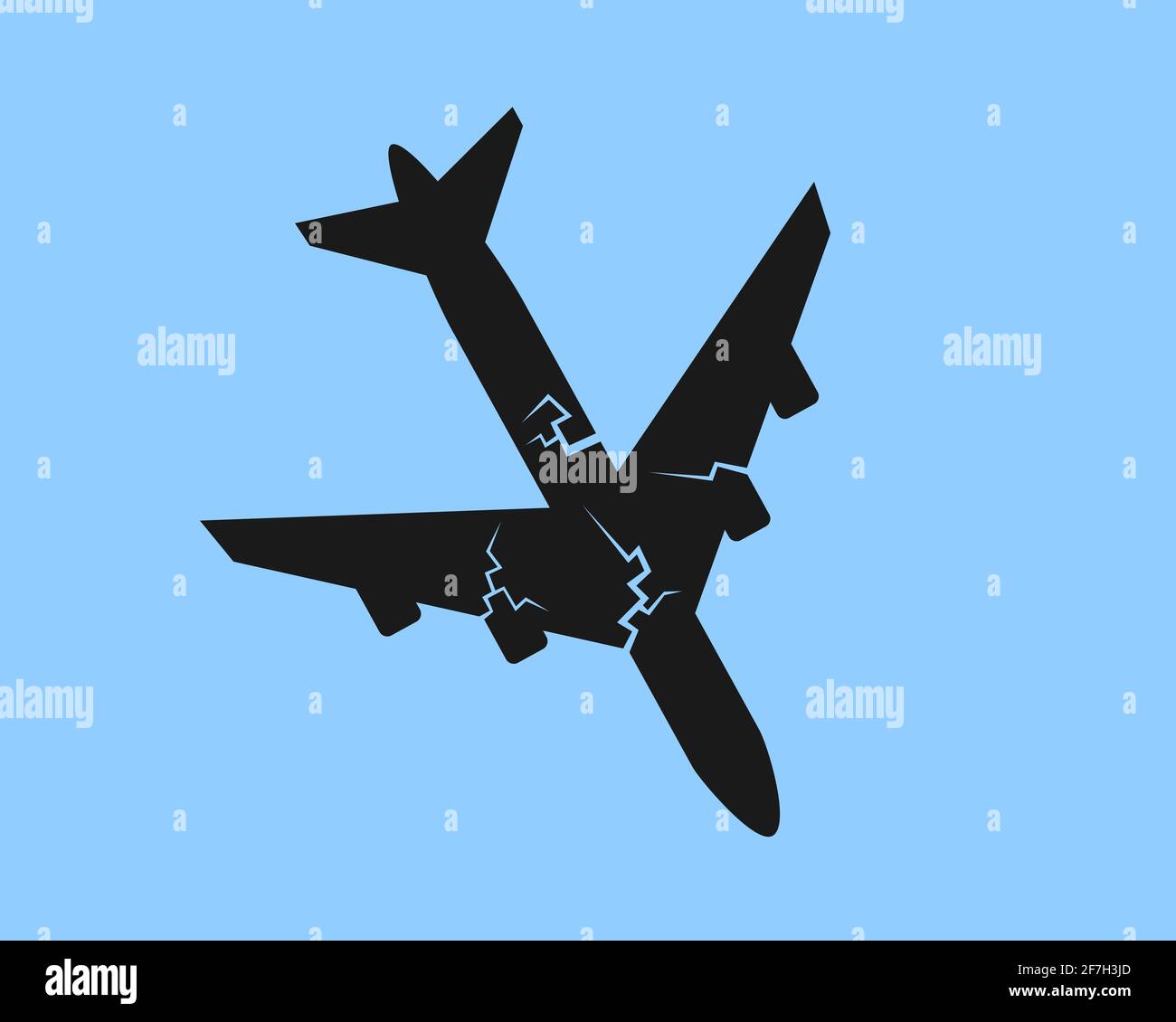 Plane crash and aviation incident - damaged airplane and aircraft with ...