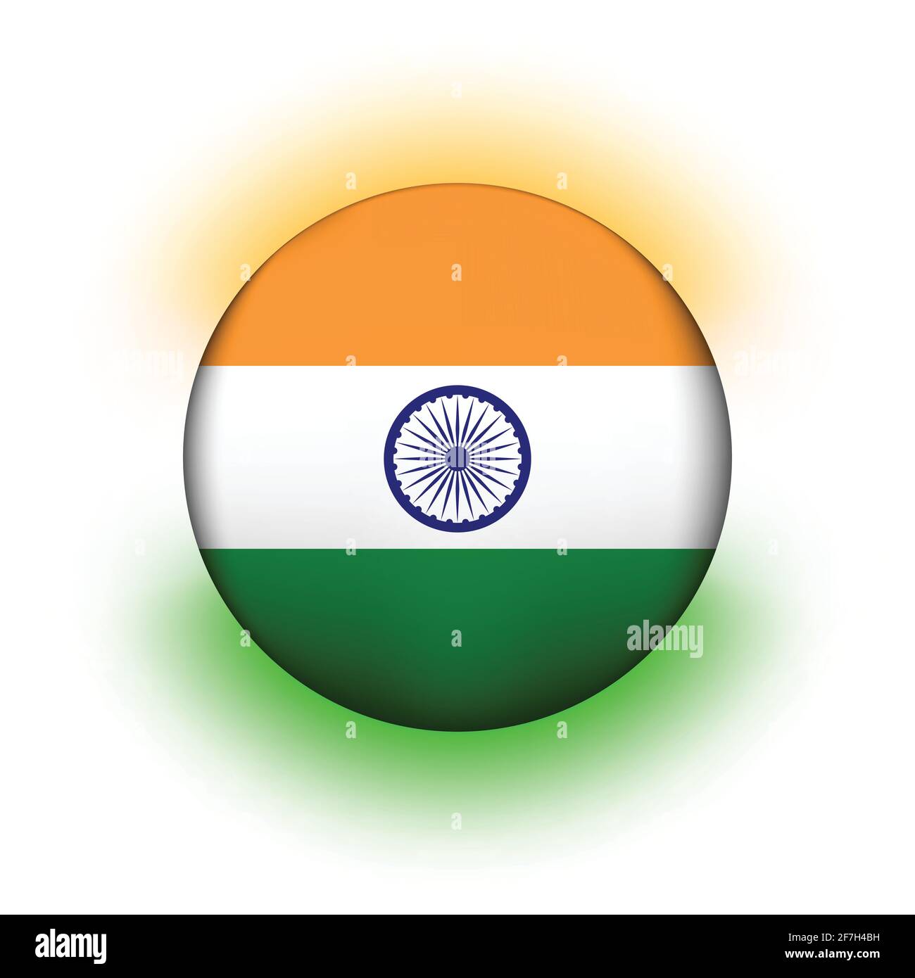 Glass light ball with flag of India. Round sphere, template icon ...