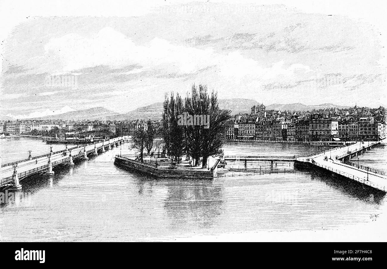 The Rousseau Island Ile de Rousseau, connected by a path way to the ...