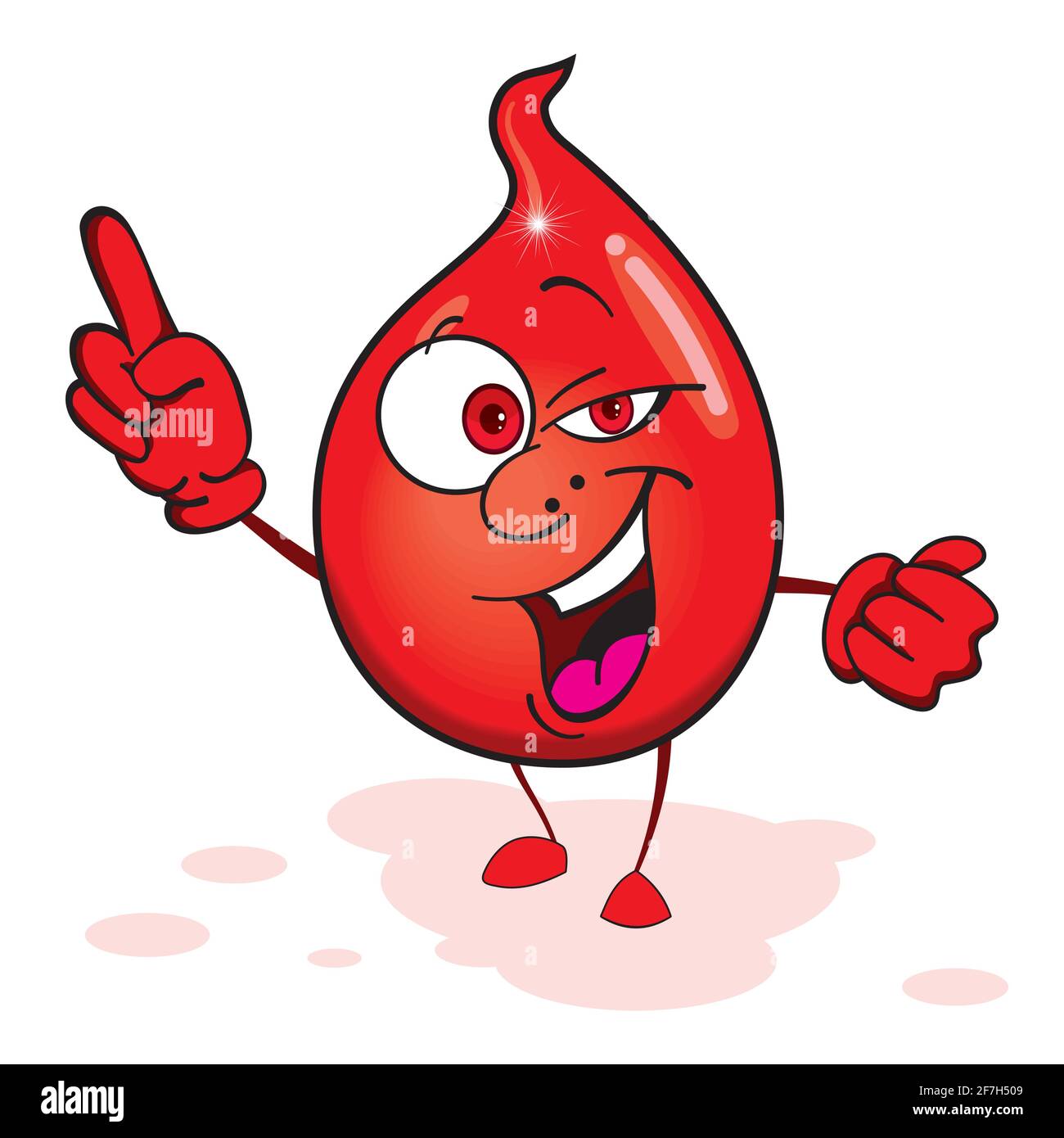 Blood drop. Cartoon mascot character. Cute character a drop of blood ...