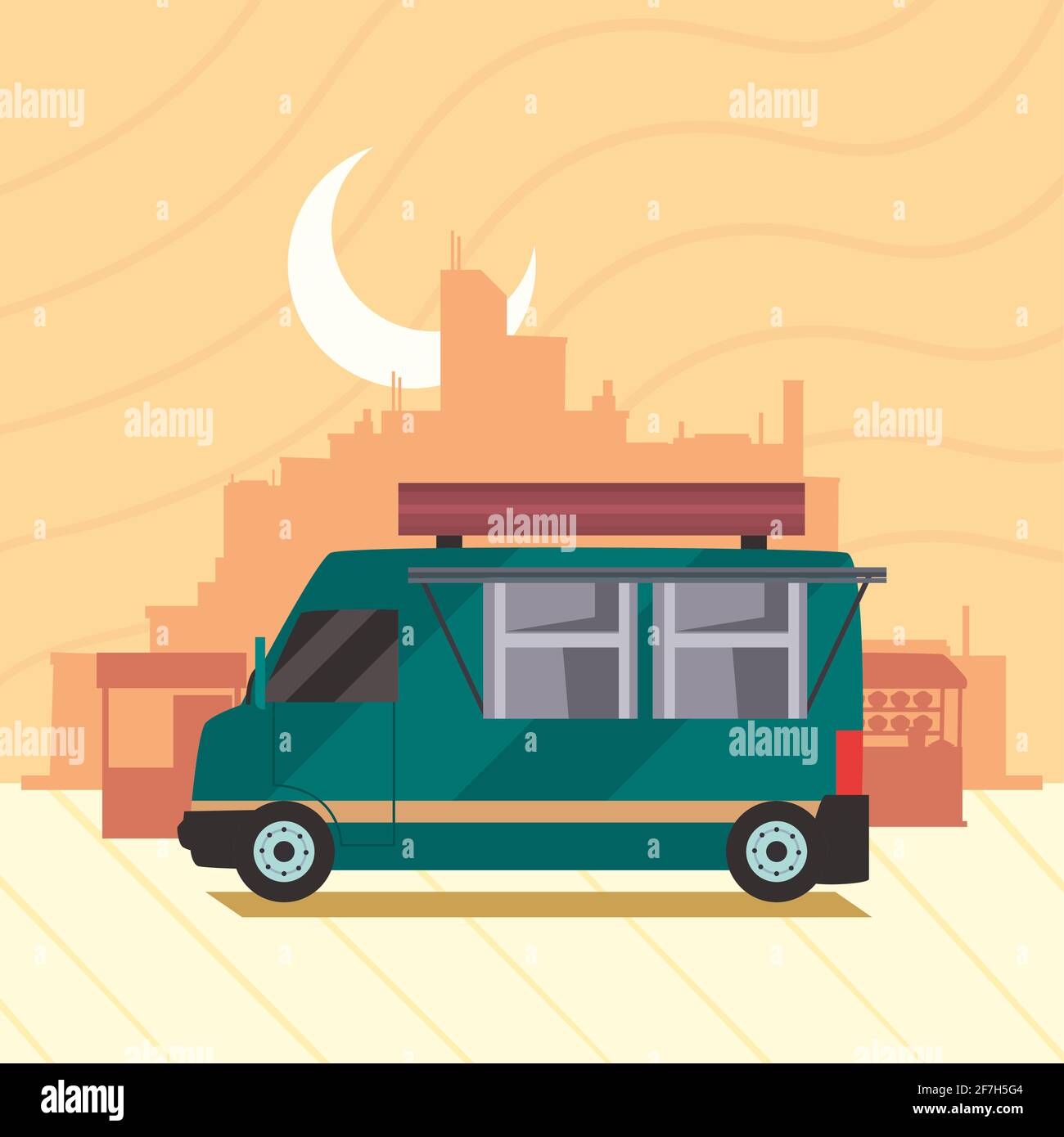 green food truck at cityscape Stock Vector Image & Art - Alamy