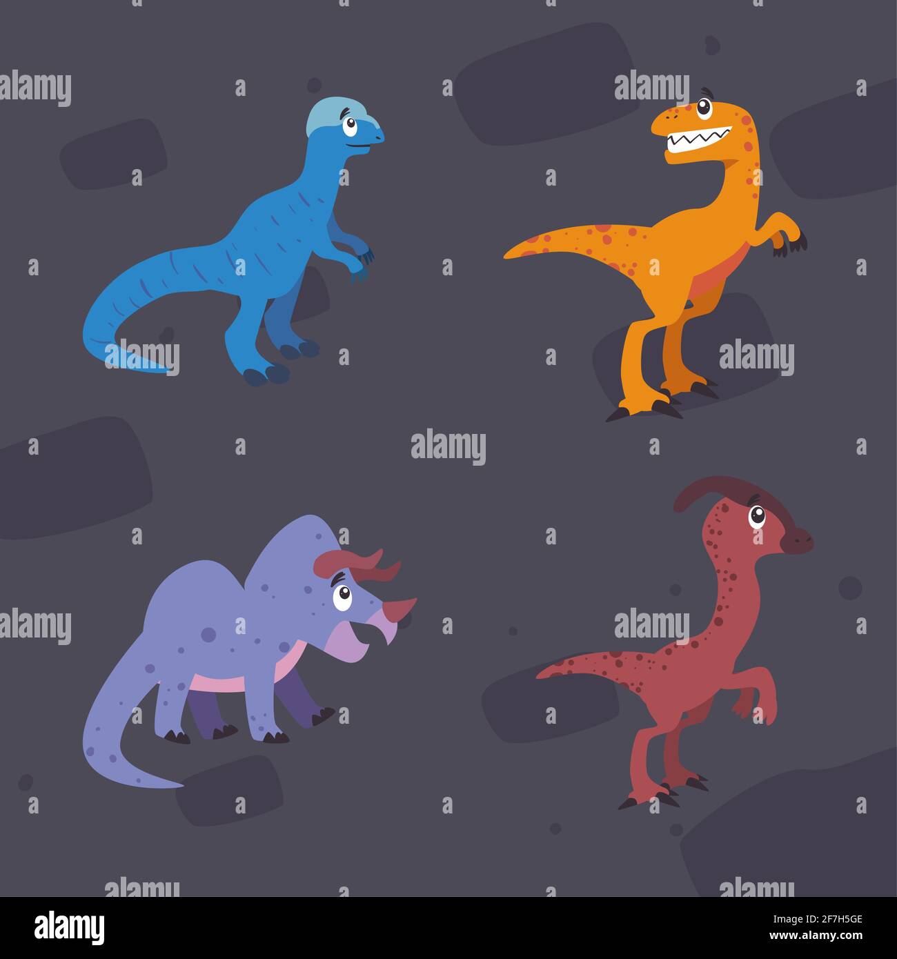 prehistoric dinosaurs cartoons icon collection Stock Vector Image & Art ...