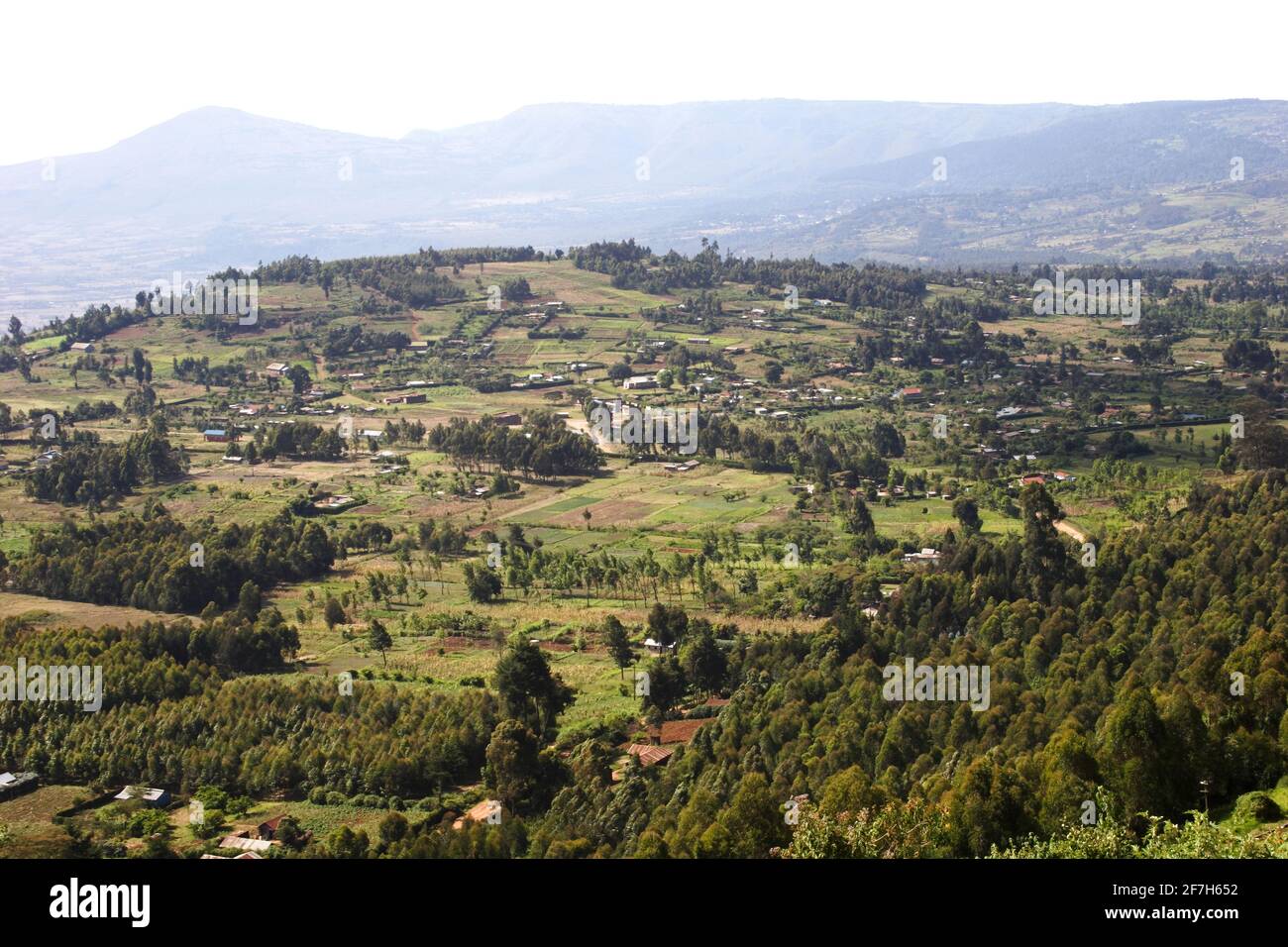 view over upland farming area on the edge of the Rift Valley Kenya ...