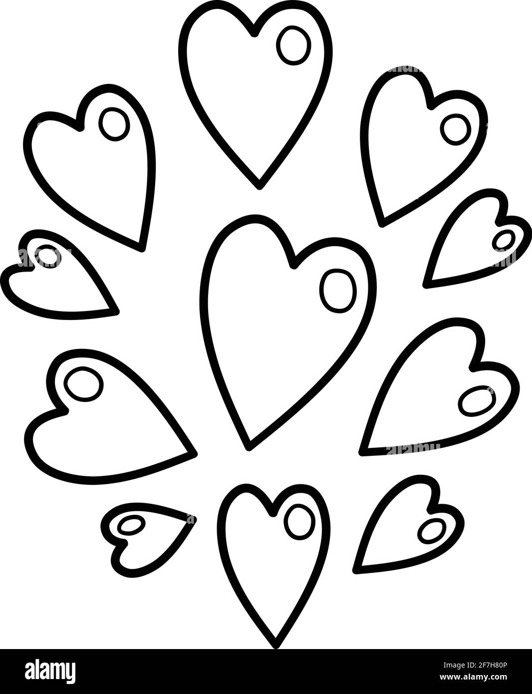 Group hearts icon, hand drawn and outline style Stock Vector Image ...
